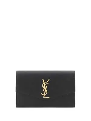Saint Laurent Saint Laurent Leather Chain Wallet - Black