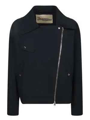 Herno Asymmetrical Zip Jacket - Black