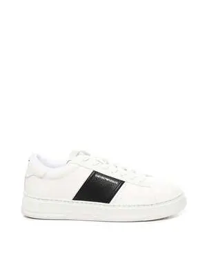 Emporio Armani Leather Sneakers - White, Calfskin