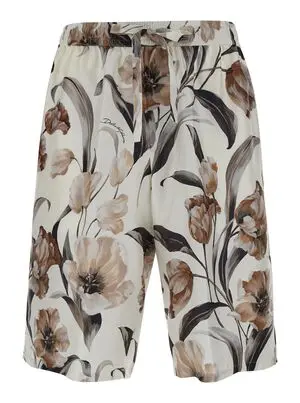 Dolce & Gabbana Floral Print Bermuda Shorts - White