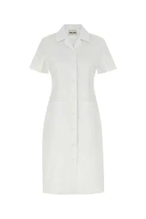 Miu Miu Poplin Shirt Dress - White