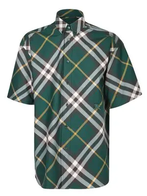 Burberry Check Motif Cotton Shirt - Green