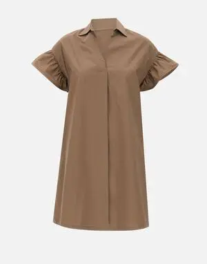 KAOS Cotton Shirt Dress - Brown