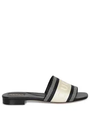 Gucci Jacquard Logo Band Slides - Black