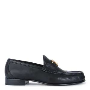 Valentino Garavani VLogo Leather Flat Shoes - Black