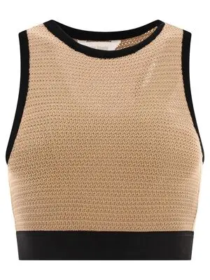 Palm Angels Knitted Cropped Top - Beige
