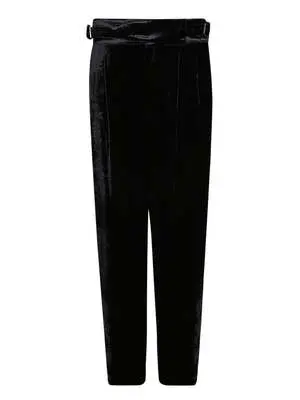 Emporio Armani Adjustable Velvet Trousers - Black