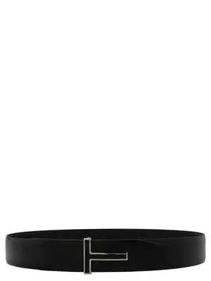 TOM FORD T' Buckle Leather Belt - Black