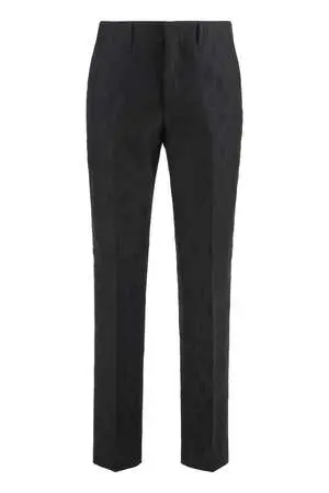Fendi Linen And Cotton Trousers - Black