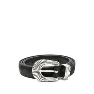 ORTIGNI Textured Leather Belt - Black