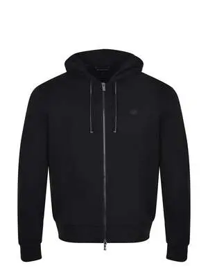 Emporio Armani Cotton Sweatshirt With Embossed Logo - Black
