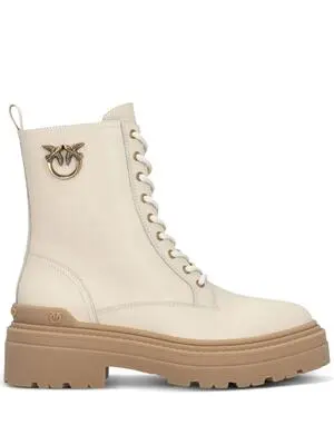Pinko Lace-Up Ankle Boots - Yogurt