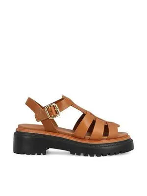 Prada Monolith Raffia Sandals - Brown