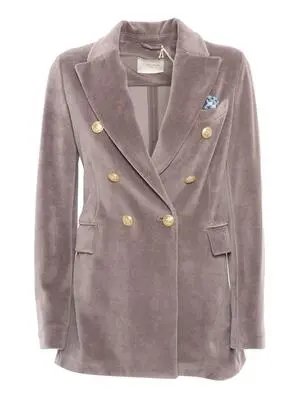 CIRCOLO 1901 Double Breasted Velvet Jacket - Silver