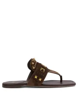 Valentino Garavani Rockstud Leather Sandals - Brown