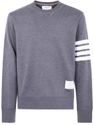 Thom Browne Classic Loopback Sweatshirt With 4-bar Stripe - Grey