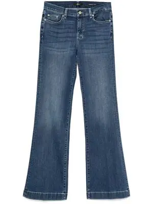 7 For All Mankind Distressed Straight Leg Jeans - Navy