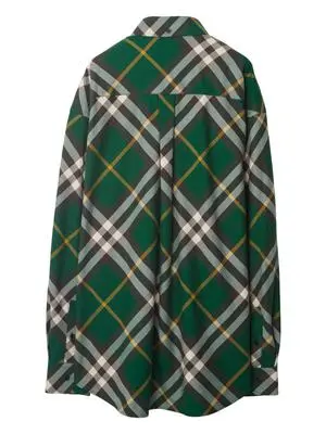 Burberry Check Pattern Buttoned Jacket - Green