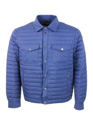 MOORER Moorer Shirt Jacket In Technical Fabric - Blue