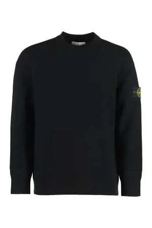 Stone Island Wool-Blend Crew-Neck Sweater - Black