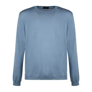 ROBERTO COLLINA Silk Crew Neck Sweater - Blue