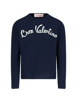 Valentino Garavani Striped Wool Knit Sweater - Blue