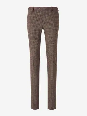 PT TORINO Formal Houndstooth Wool Trousers - Brown