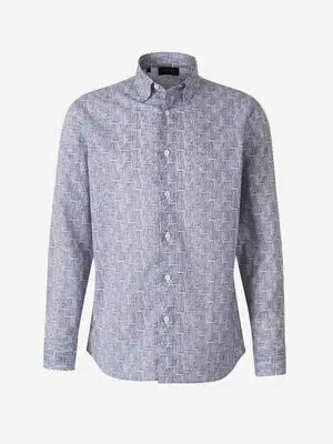 Brioni Printed Cotton Shirt - Blue