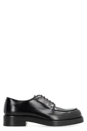 Prada Leather Lace-Up Derby Shoes - Black
