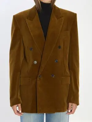 Saint Laurent Corduroy Double-Breasted Jacket - Brown