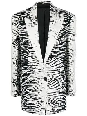 Attico The Attico Zebra-Print Single-Breasted Blazer White / Black