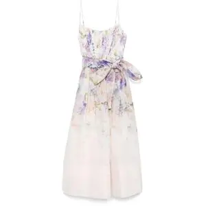 Zimmermann Zimmermann Silk And Linen Hypnotic Picnic Midi Dress - Pink