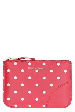 Comme Des Garçons Logo Detail Flat Leather Pouch - Red