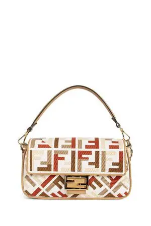 FENDI BAGUETTE CANVAS RICAMO Shoulder Bag