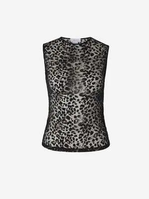Alexander McQueen Leopard Motif Top - Black