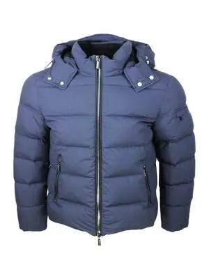 MOORER Goose Down Padded Bomber Jacket - Blue