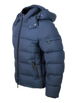MOORER Goose Down Padded Bomber Jacket - Blue