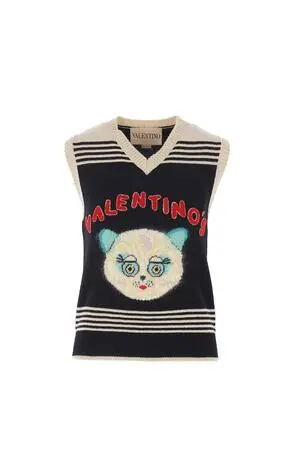 Valentino Garavani Wool Knit Vest - Black+multi