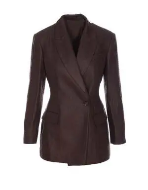 Brunello Cucinelli Linen Blazer Jacket - Brown