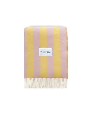 MAISON DEUX Candy Wrap Blanket 51"l X 78"w - Pink And Yellow