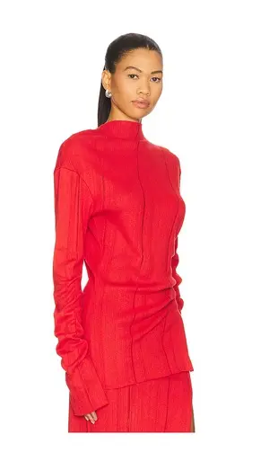 JADE CROPPER Long Sleeve Mockneck Knit Top