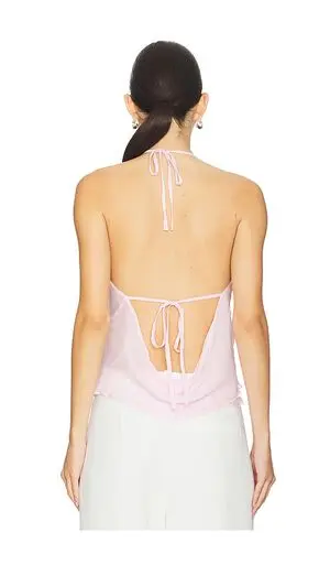 LOVERS AND FRIENDS Halterneck Top With Ruffle Trim - Blush