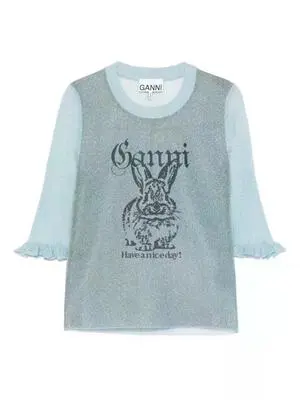 GANNI Bunny Detail Top - Blue