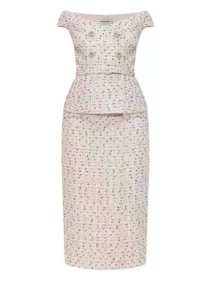 SELF-PORTRAIT Bouclé Midi Dress