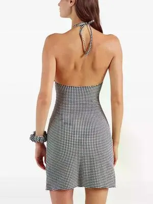 Hunza G Gingham Halterneck Mini Dress - Black