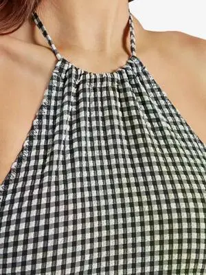Hunza G Gingham Halterneck Mini Dress - Black