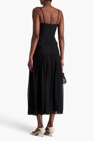 NICHOLAS Belted Crepe And Georgette Midi Dress