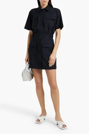 Simkhai Crissy Wool-blend Twill Mini Shirt Dress - Midnight Blue