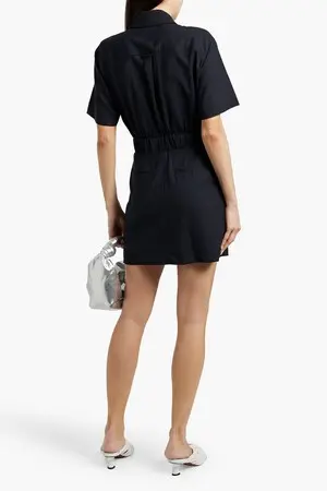 Simkhai Crissy Wool-blend Twill Mini Shirt Dress - Midnight Blue