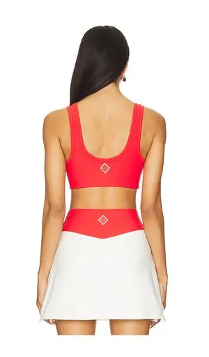 The Upside Pacific Harley Scoop Neck Sports Bra In Red - Roja